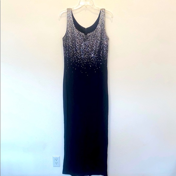 St. John | Dresses | St John Evening Elegant Black And Silver Knit ...
